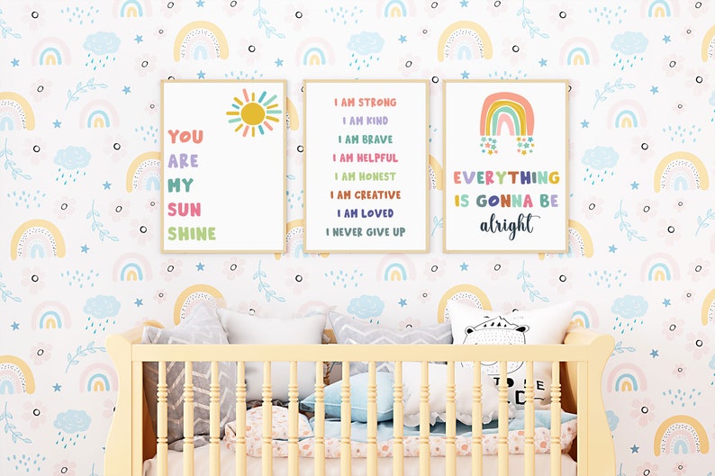 Affirmations Wall Art, Rainbow Affirmations Print, Positive ...