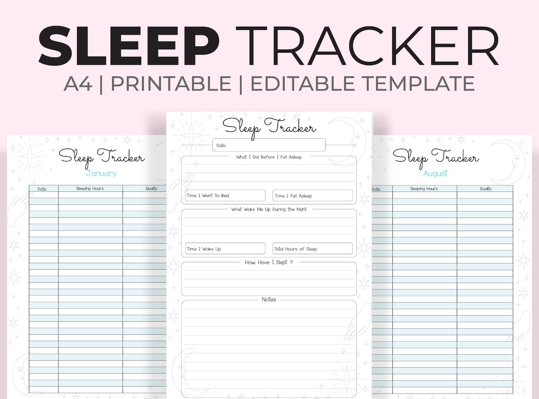 Sleep Tracker, Monthly Sleep Chart, Sleeping Log, Downloadable PDF ...