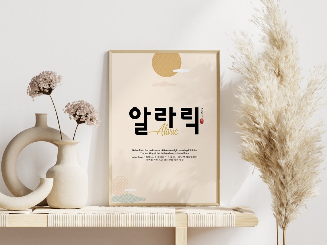 Personalized Korean Name Art Print | Hangul Custom Wall Decor (digital ...