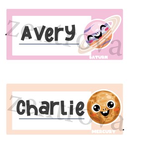 Classroom Name Tags Template Cute Planets | Printable | Elementary ...