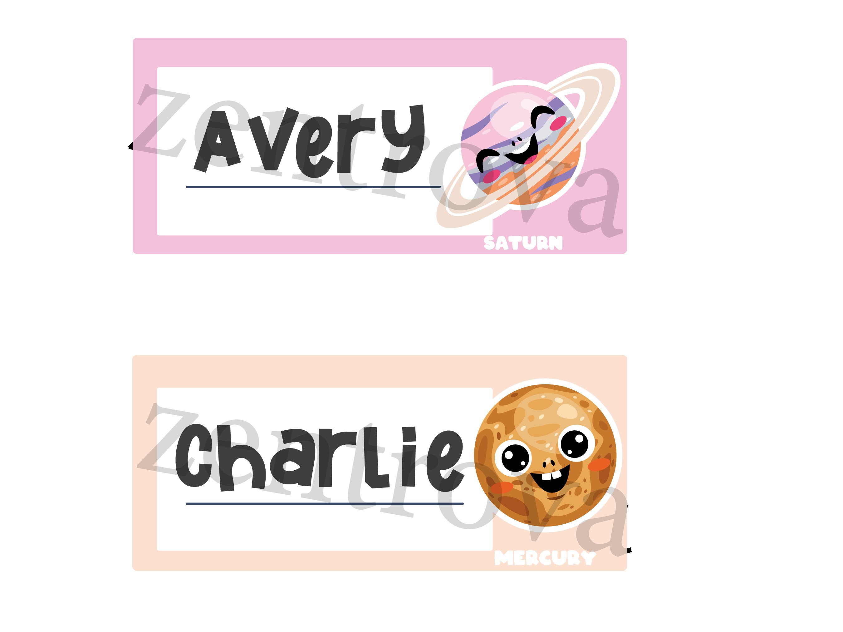Classroom Name Tags Template Cute Planets | Printable | Elementary ...