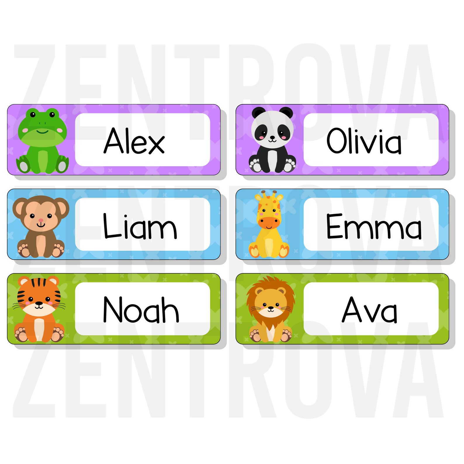 Classroom Name Tags Template Cute Animals Rainbow Editable Printable ...