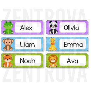 Classroom Name Tags Template Cute Animals Rainbow | Editable ...