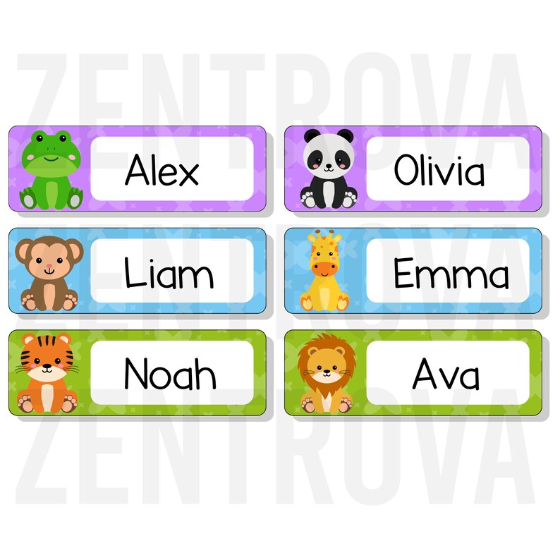Classroom Name Tags Template Cute Animals Rainbow Editable Printable ...