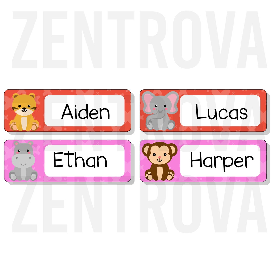 Classroom Name Tags Template Cute Animals Rainbow Editable Printable ...