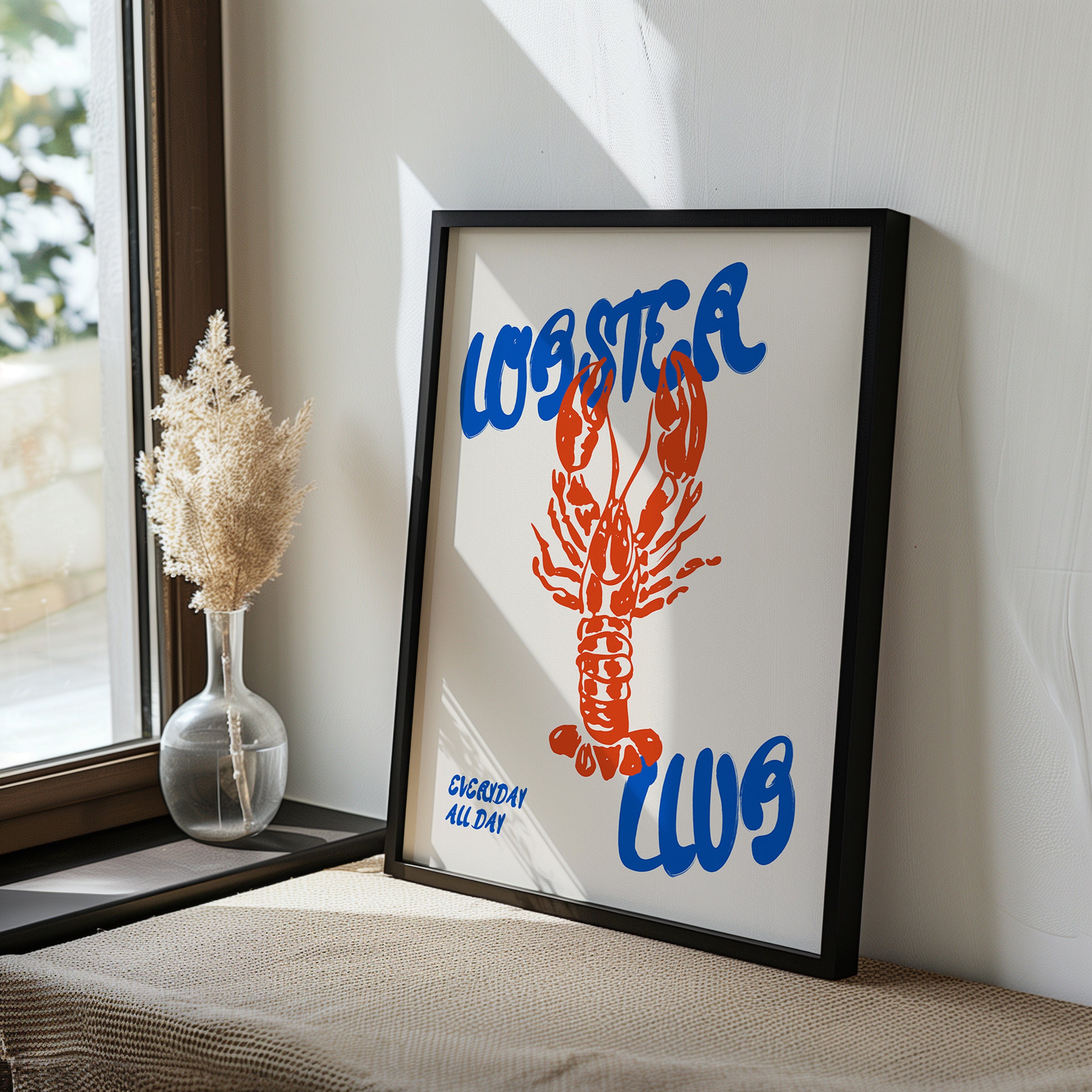 Lobster Club Modern Art Print | Kitchen Food Poster (digital Download ...