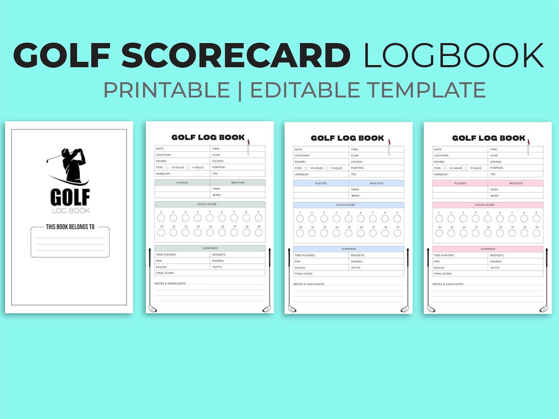 Golf Scorecard Log Book Template, Printable PDF - Etsy