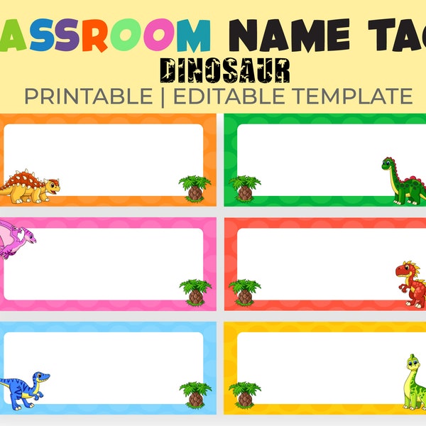 Dinosaur Name Tags - Etsy