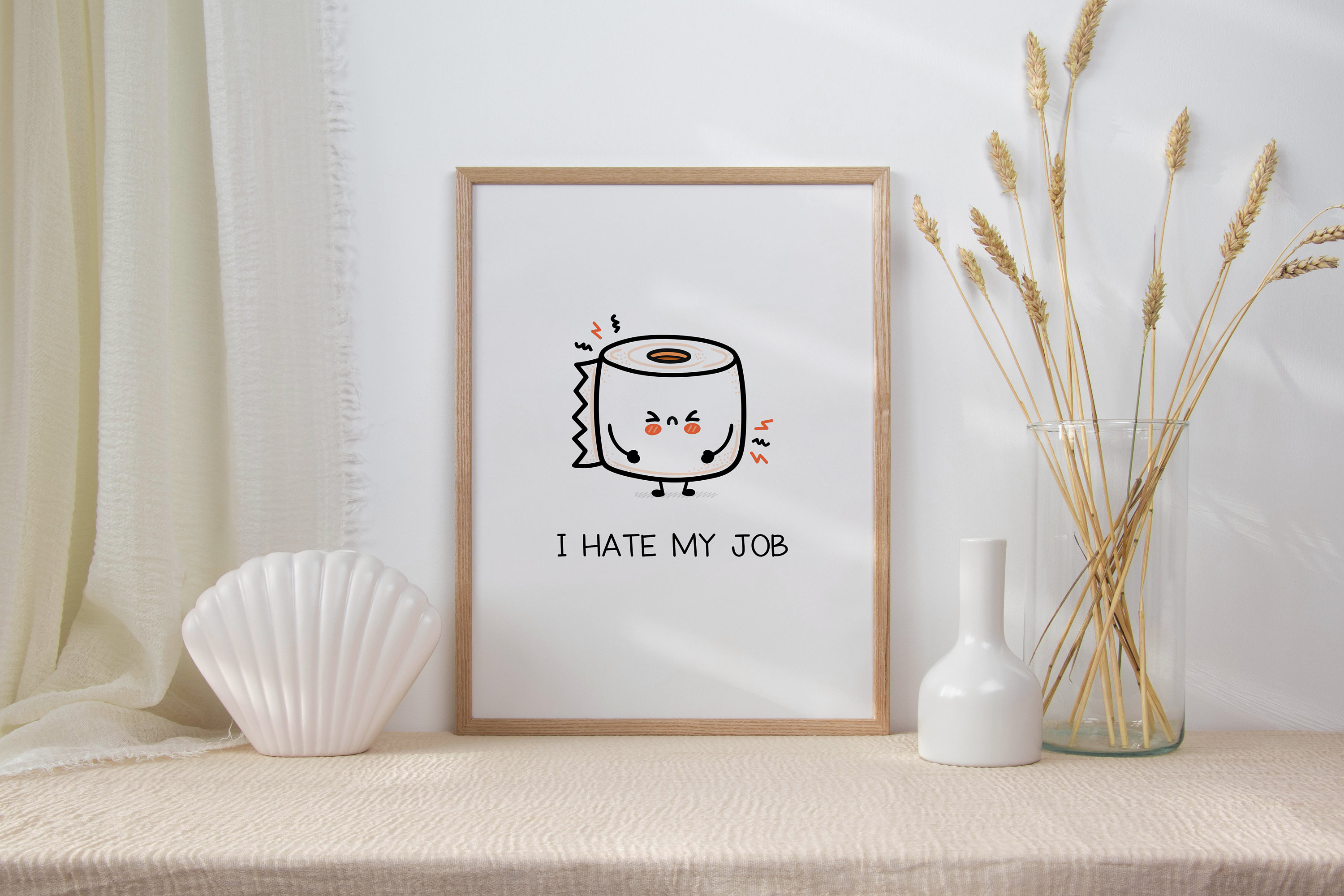 I Hate My Job Funny Bathroom Wall Art Toiletpaper Roll Humoristic ...
