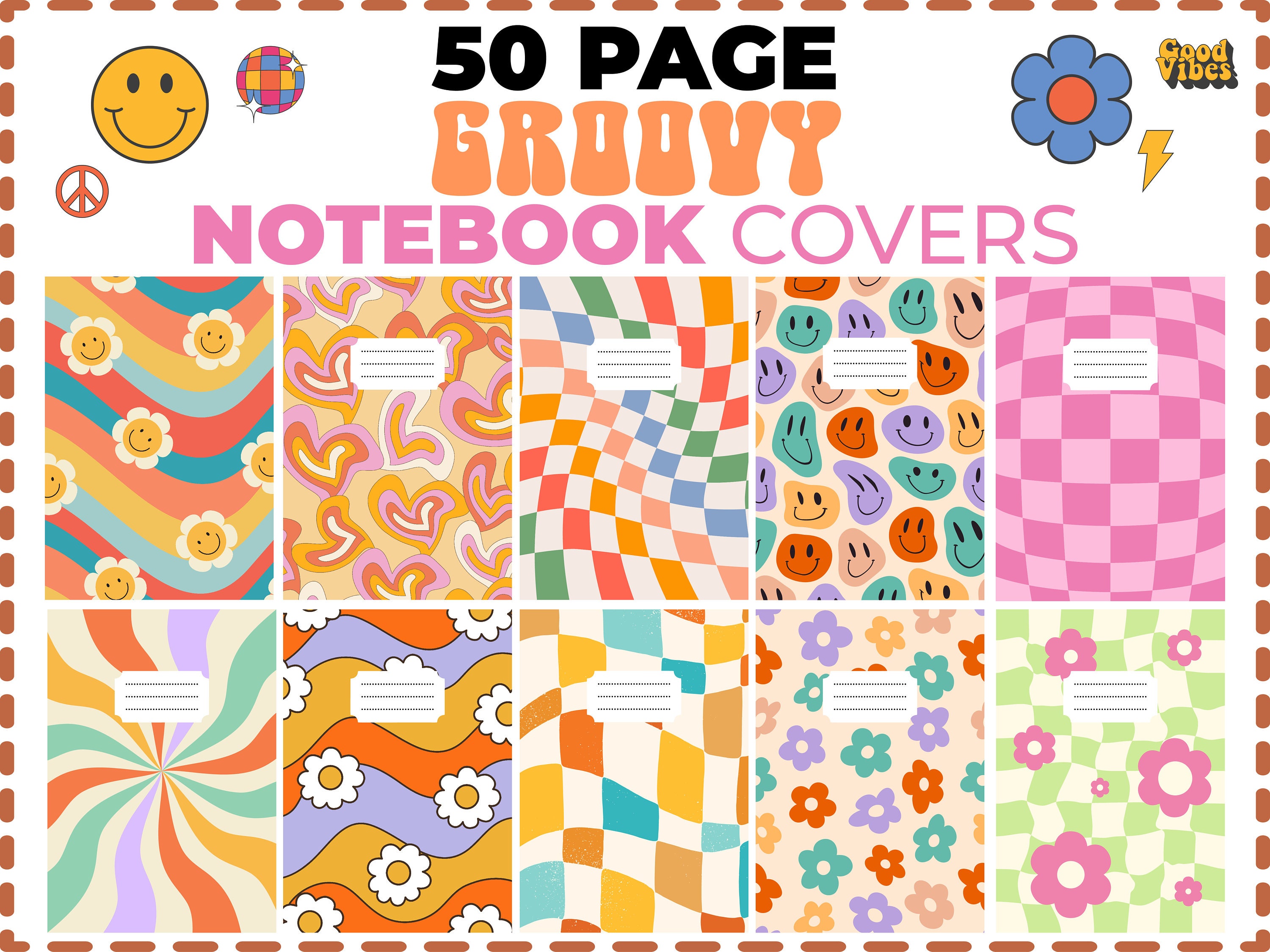 50 Groovy Digital Notebook Covers | Digital Notebook Good Notes Cover ...