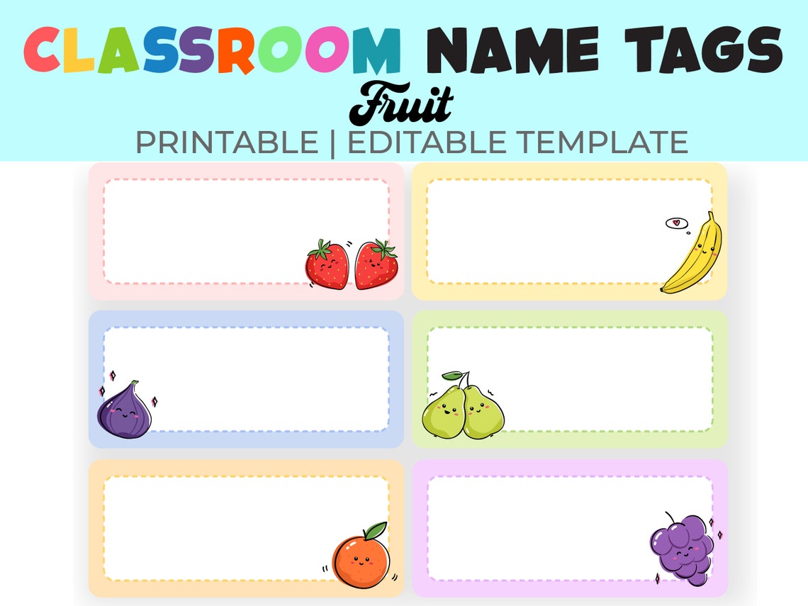 Classroom Name Tags Template Fruits | Editable | Printable | Elementary ...