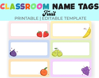 Classroom Name Tags Template Cute Face Rainbow | Editable | Printable ...
