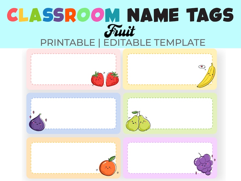 Classroom Name Tags Template Fruits | Editable | Printable | Elementary ...