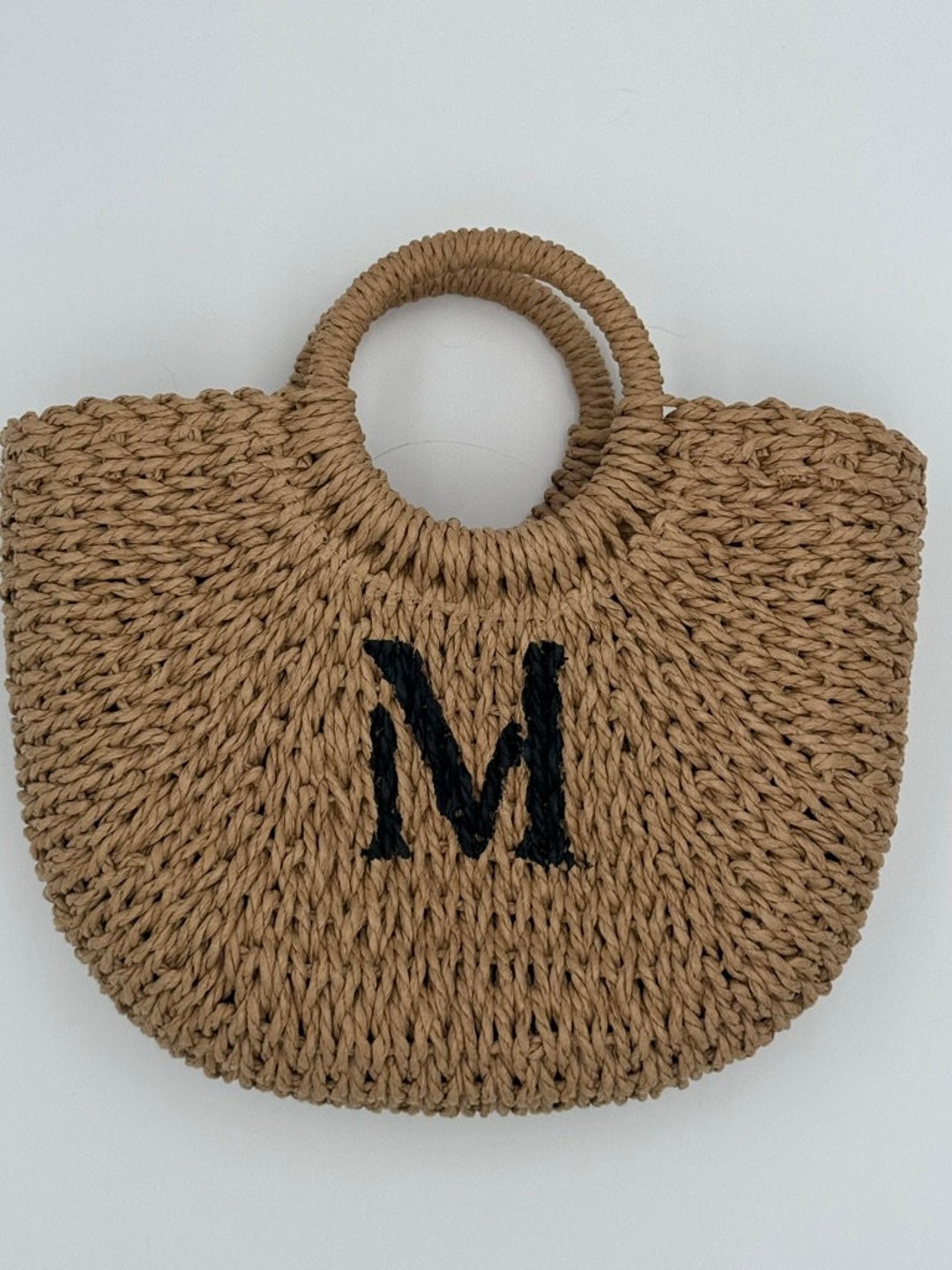 Monogrammed Lined Straw Tote With Handle - Etsy