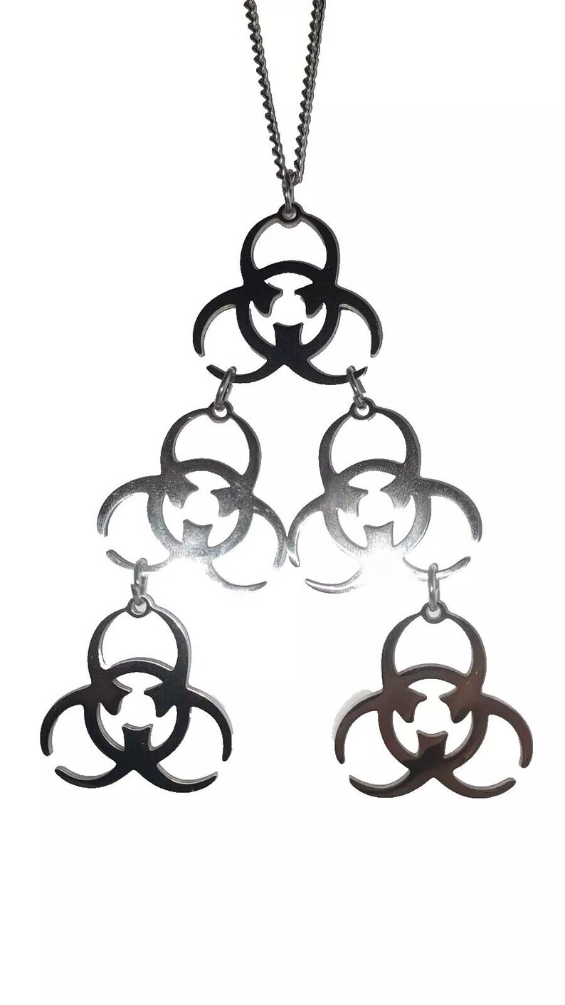 Y2K Biohazard Symbol Necklace With Pendant - Jumpstyle Webcore ...