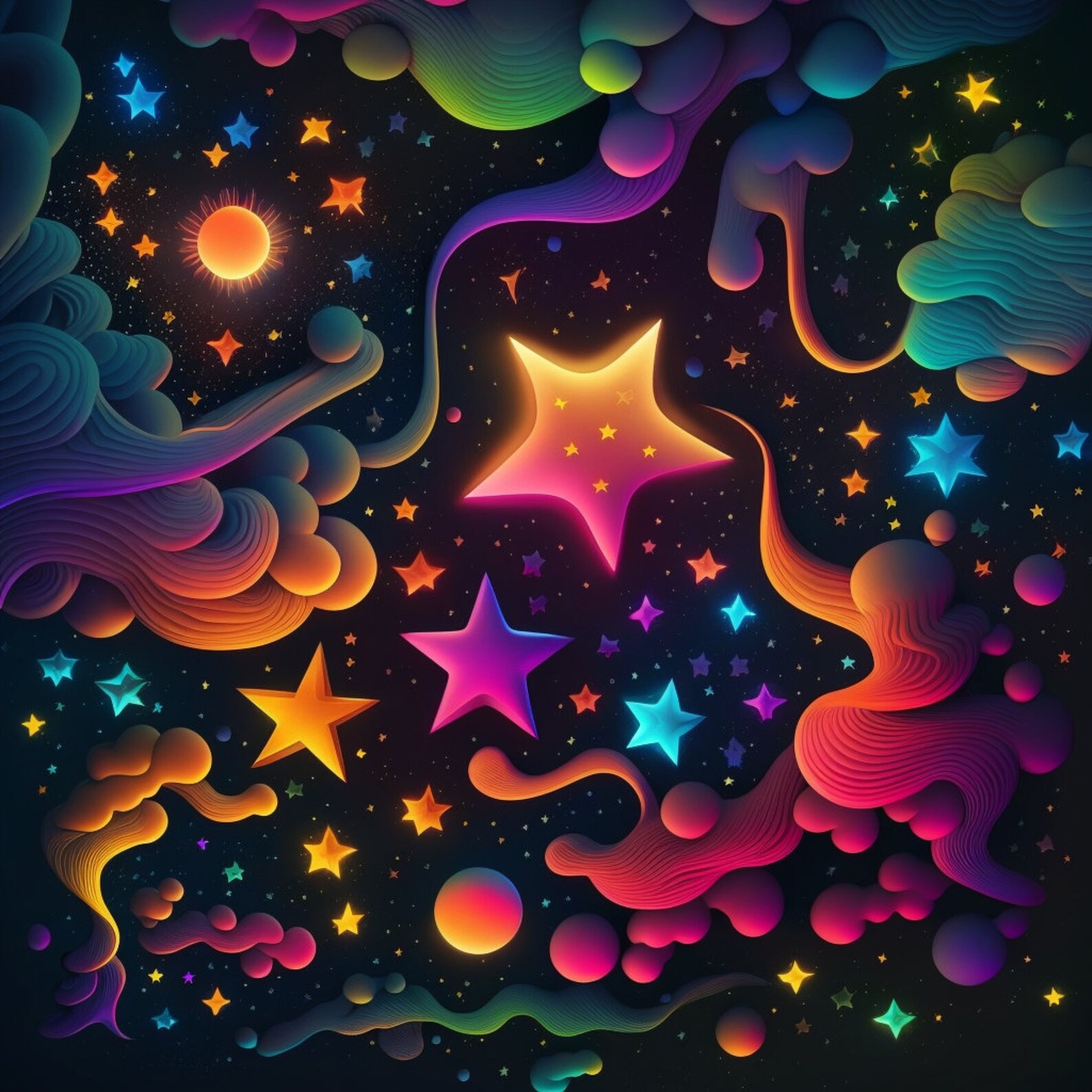 Neon Stars and Universe Designs 1 (5-pack) - Etsy