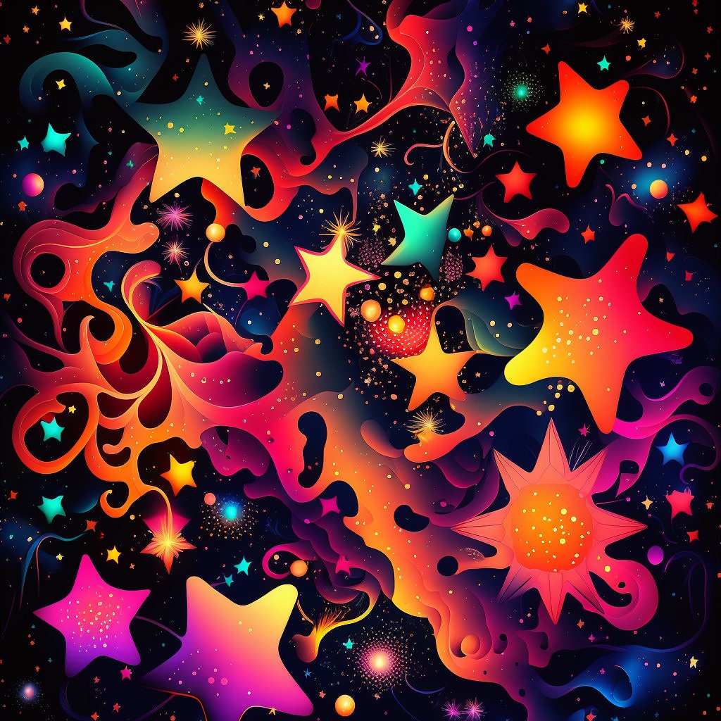 Neon Stars and Universe Designs 1 (5-pack) - Etsy