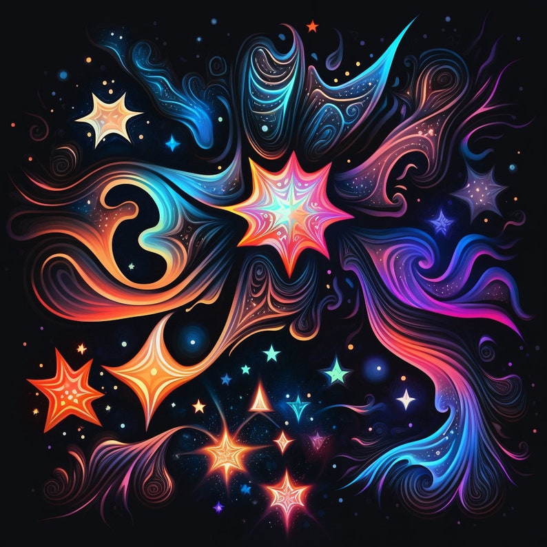 Neon Stars and Universe Designs 1 (5-pack) - Etsy