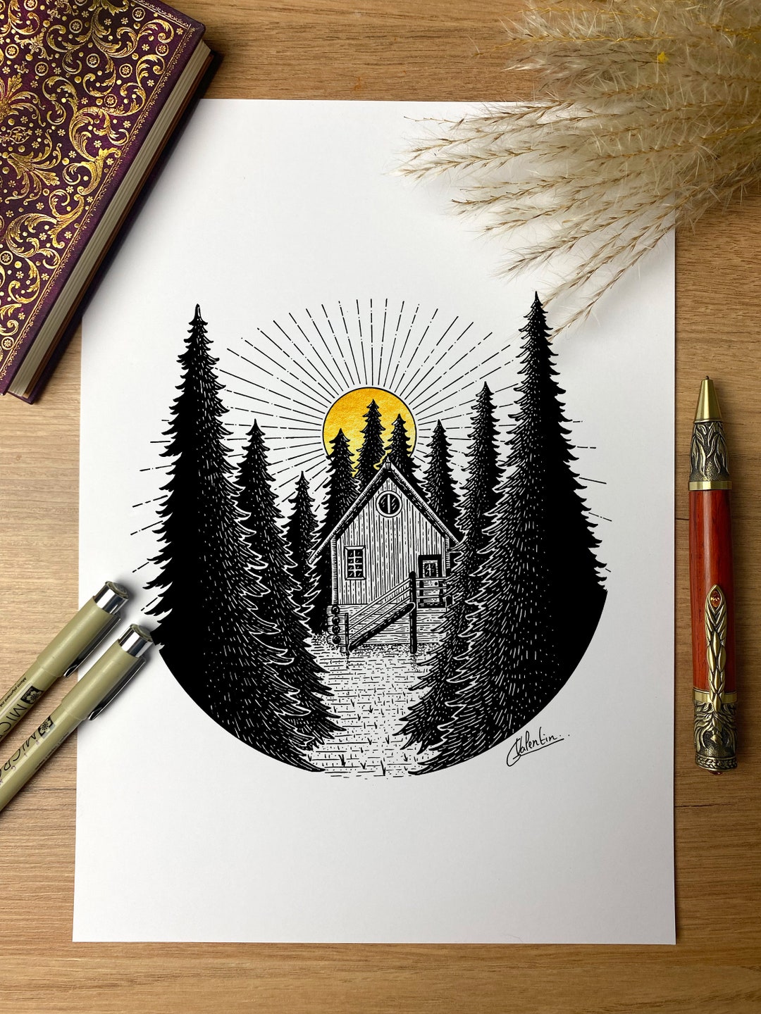 A4 Print : tiny House, Handmade Ink Drawing, Limited Edition. - Etsy