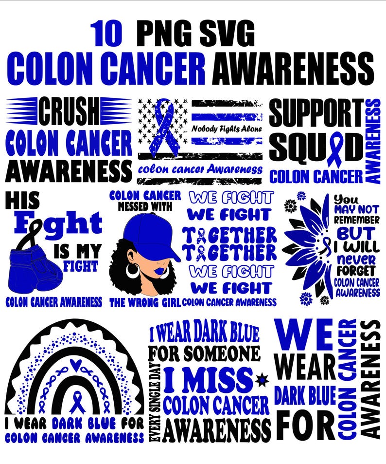 Colon Cancer Awareness Bundle: Warrior Survivor Support (SVG PNG) - Etsy