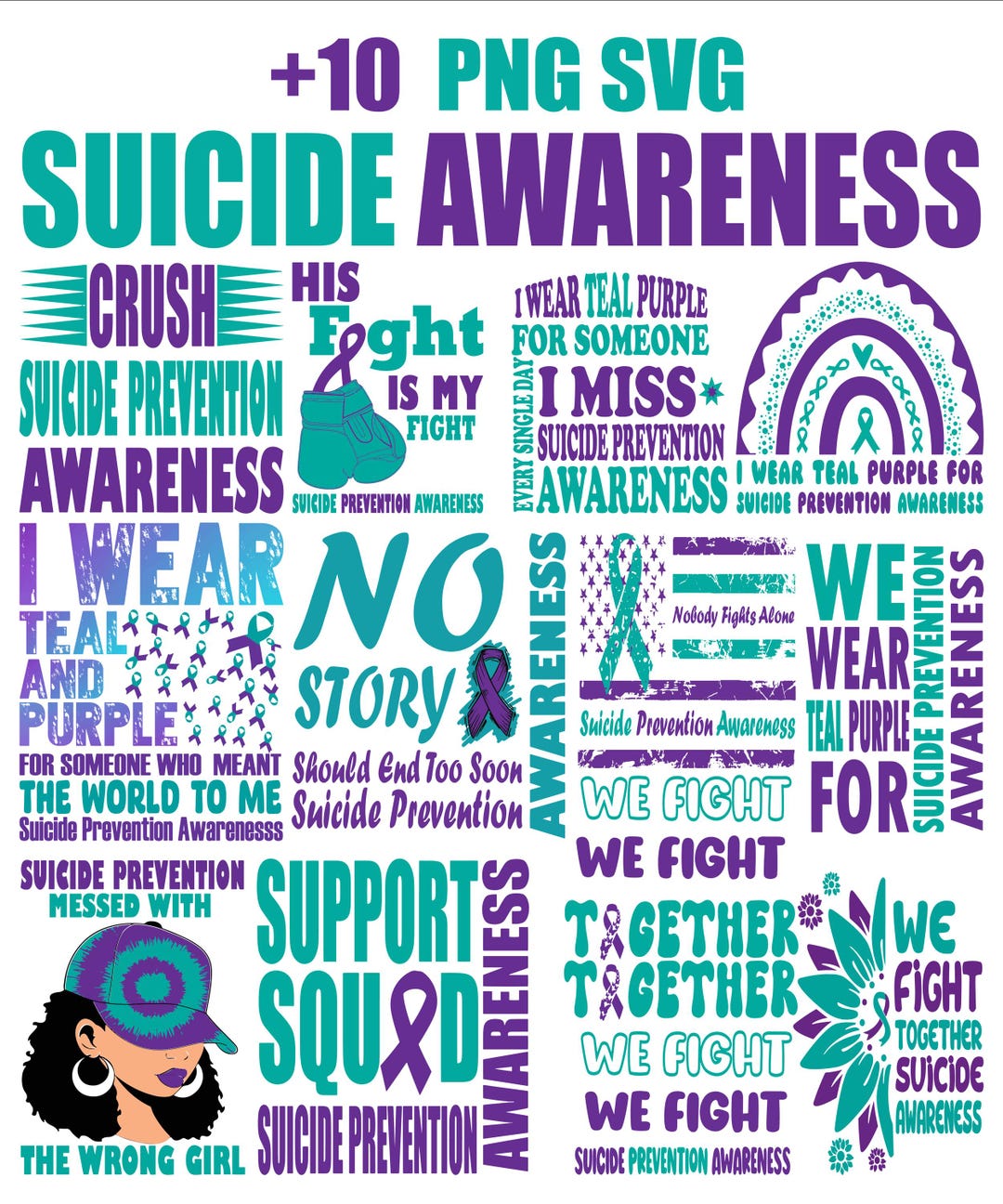 Suicide Prevention Awareness Bundle Svg Png , Suicide Awareness Svg Png ...
