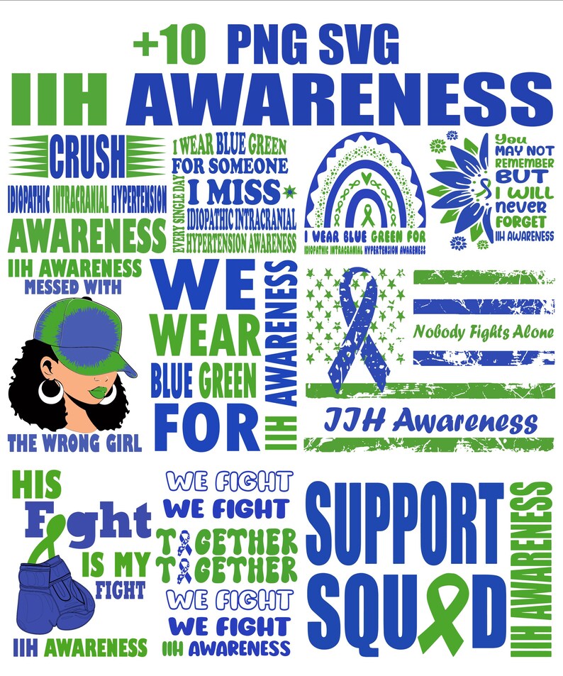 IIH Awareness Bundle: Warrior Support Svg Png (digital Download) - Etsy