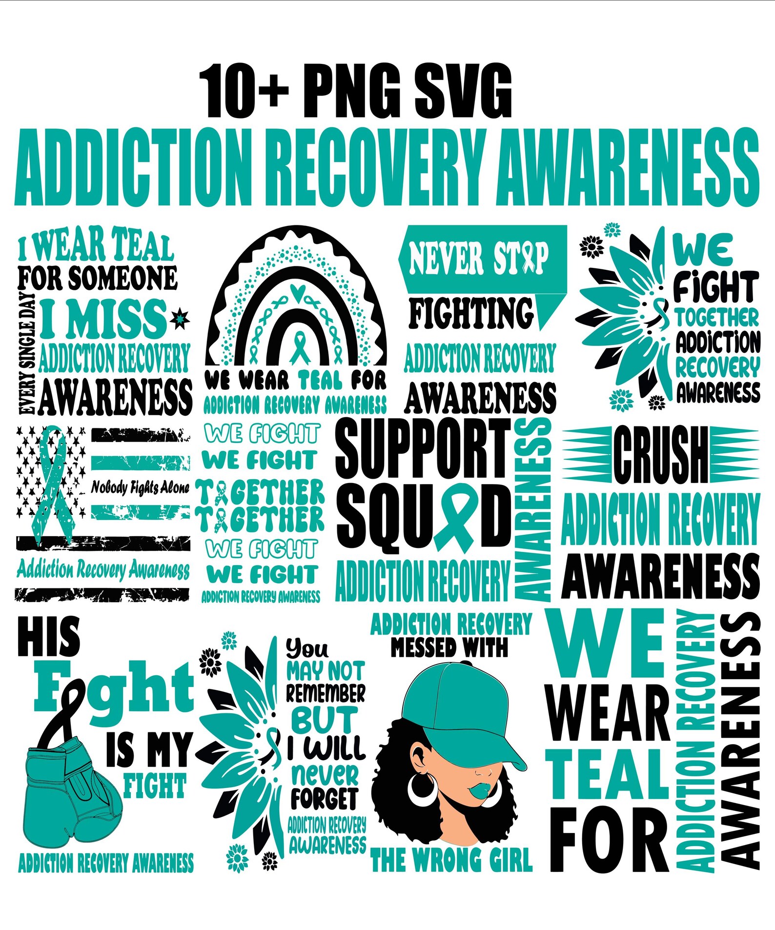 Addiction Recovery Awareness Designs Bundle (SVG, PNG) - Etsy