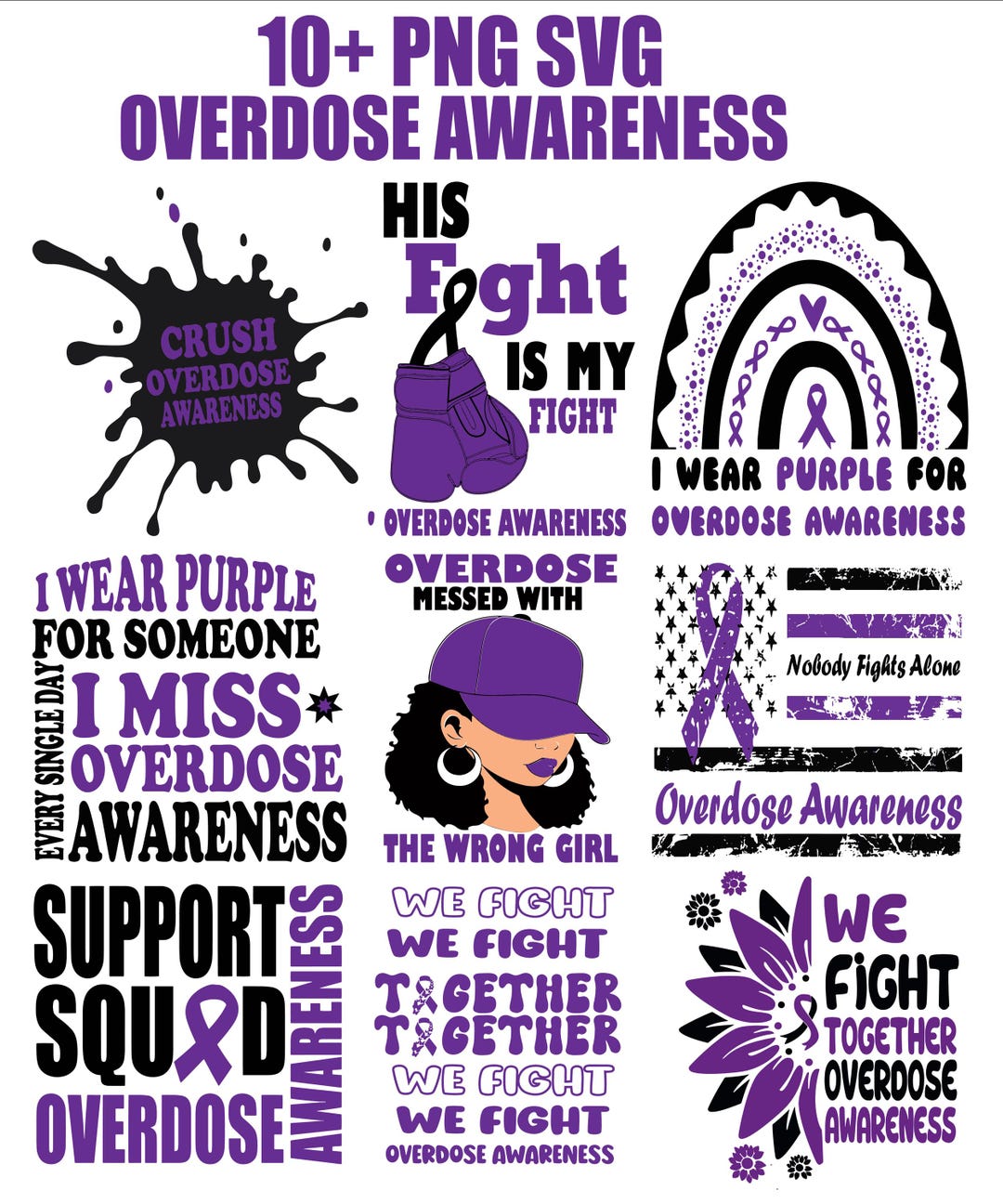 Overdose Awareness Bundle Svg Png , Overdose Support Svg Png , Digital ...
