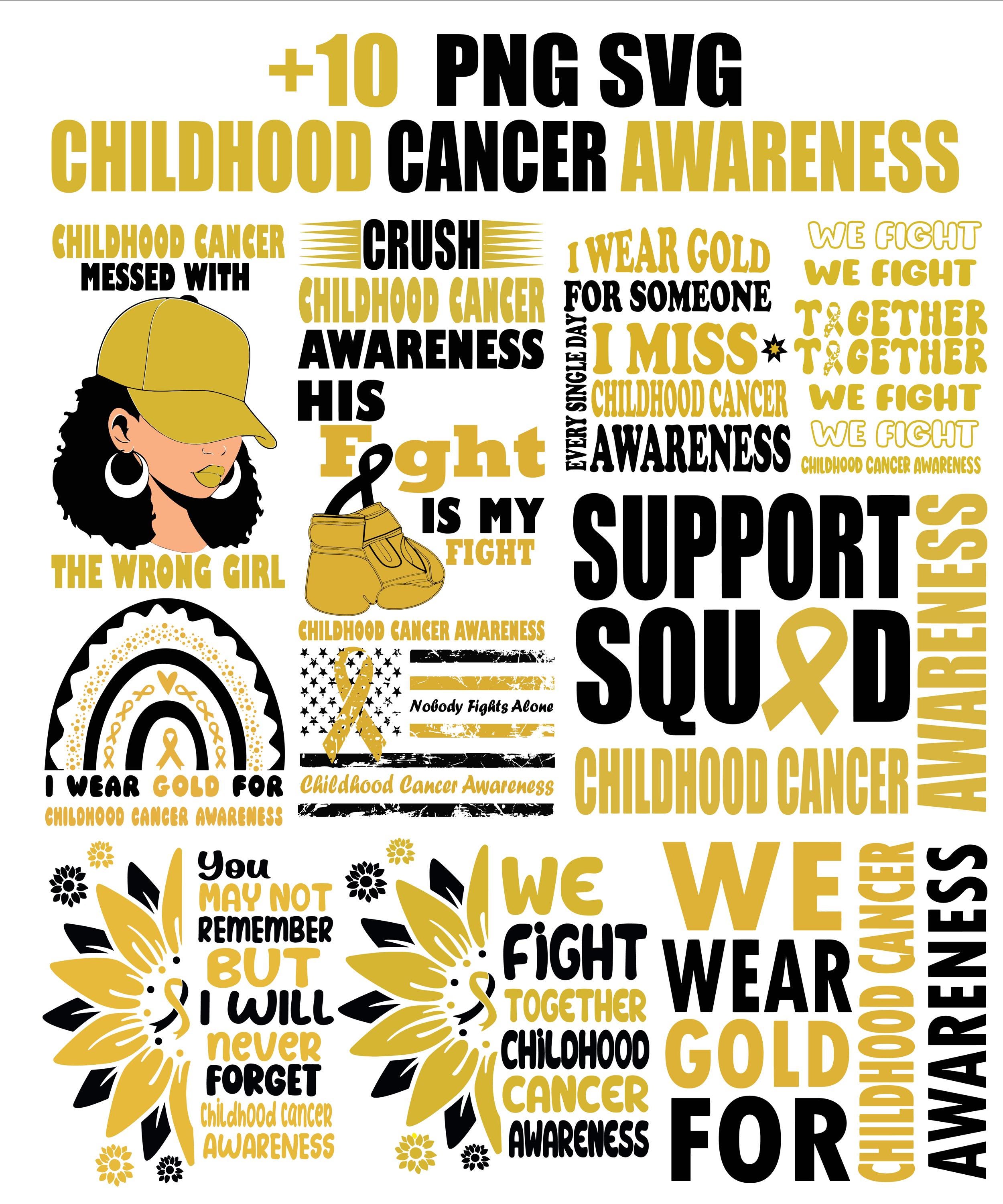 Childhood Cancer Awareness Bundle: Gold Ribbon SVG PNG (digital ...