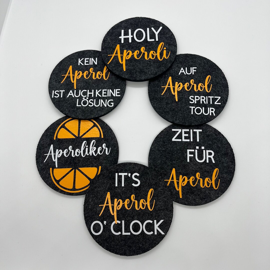 Set of 6 Coasters Aperol Spritz Felt Coasters - Etsy