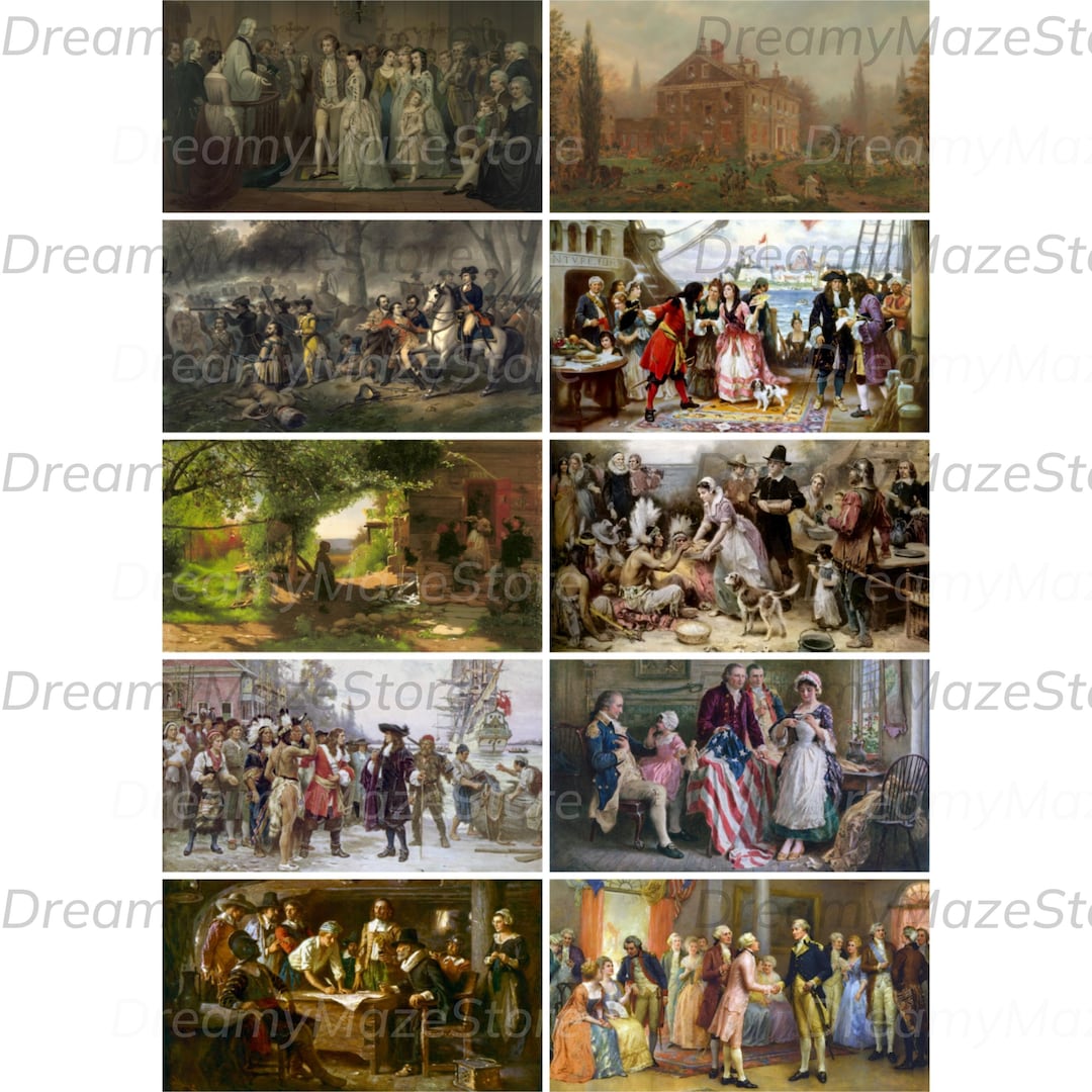 Vintage American History Paintings Colonial and Revolutionary Era Art ...