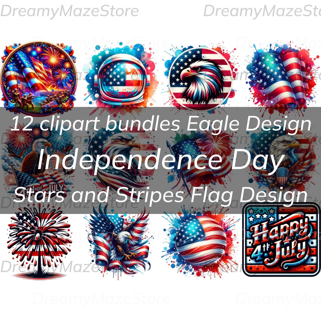 12 Independence Day Clipart Bundles | Eagle, Stars, and Stripes Flag ...