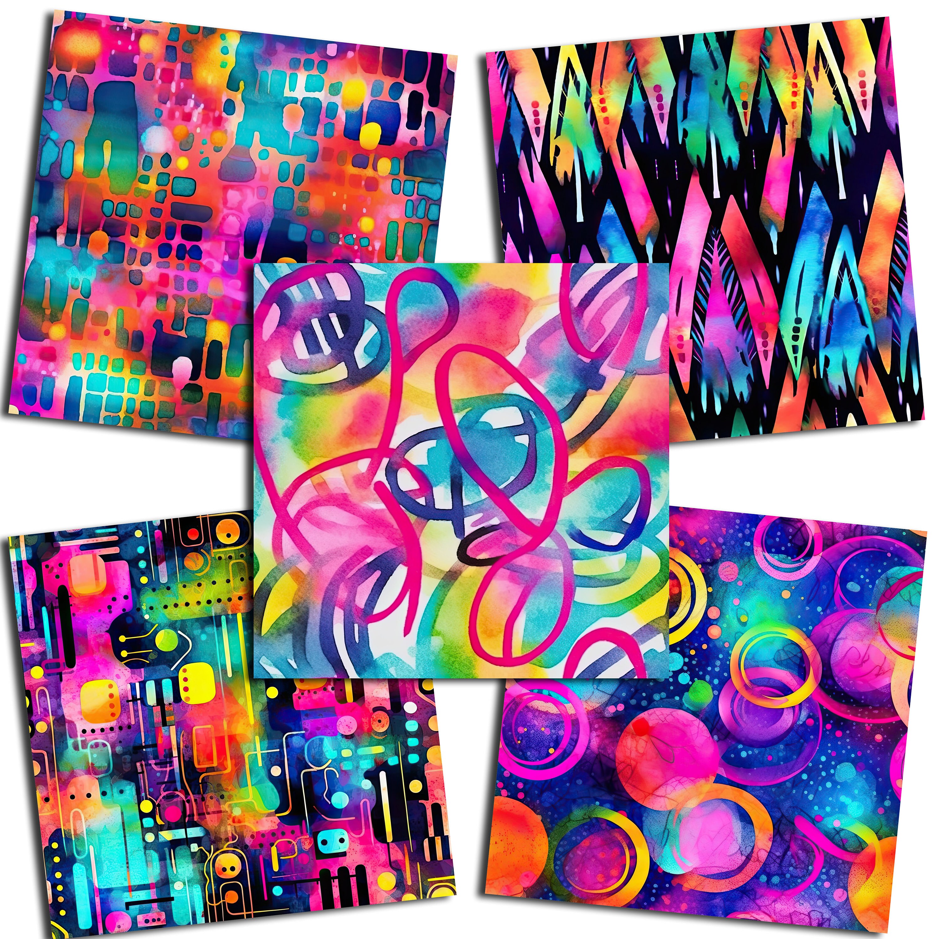 Funky Fusion Digital Paper Pack - Etsy