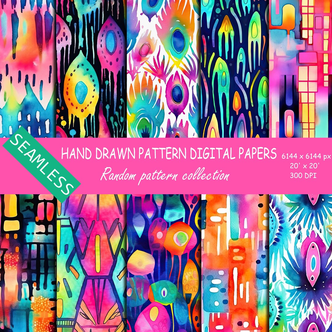 Neon Nights Digital Paper Pack - Etsy