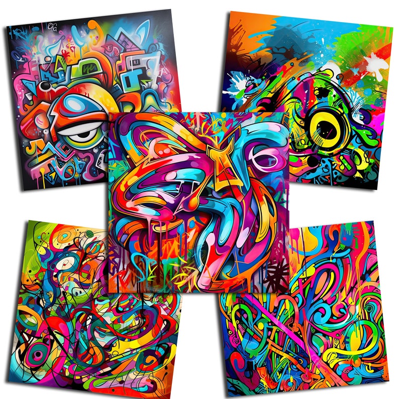 Abstract Graffiti Digital Paper Pack - Etsy