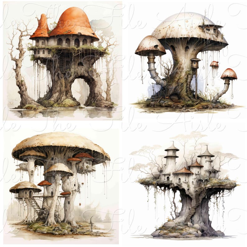 Fairy Houses and Strange Structures Digital Paper Pack - Etsy