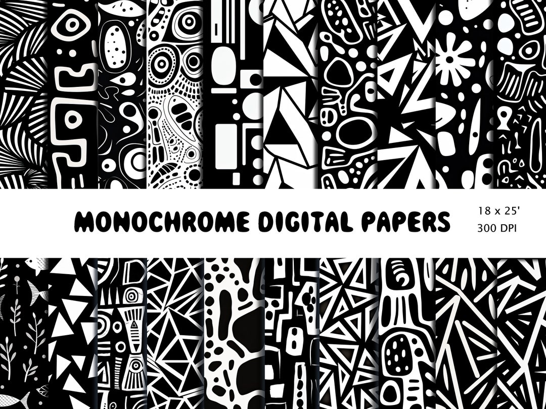Monochrome Madness Digital Paper Pack - Etsy