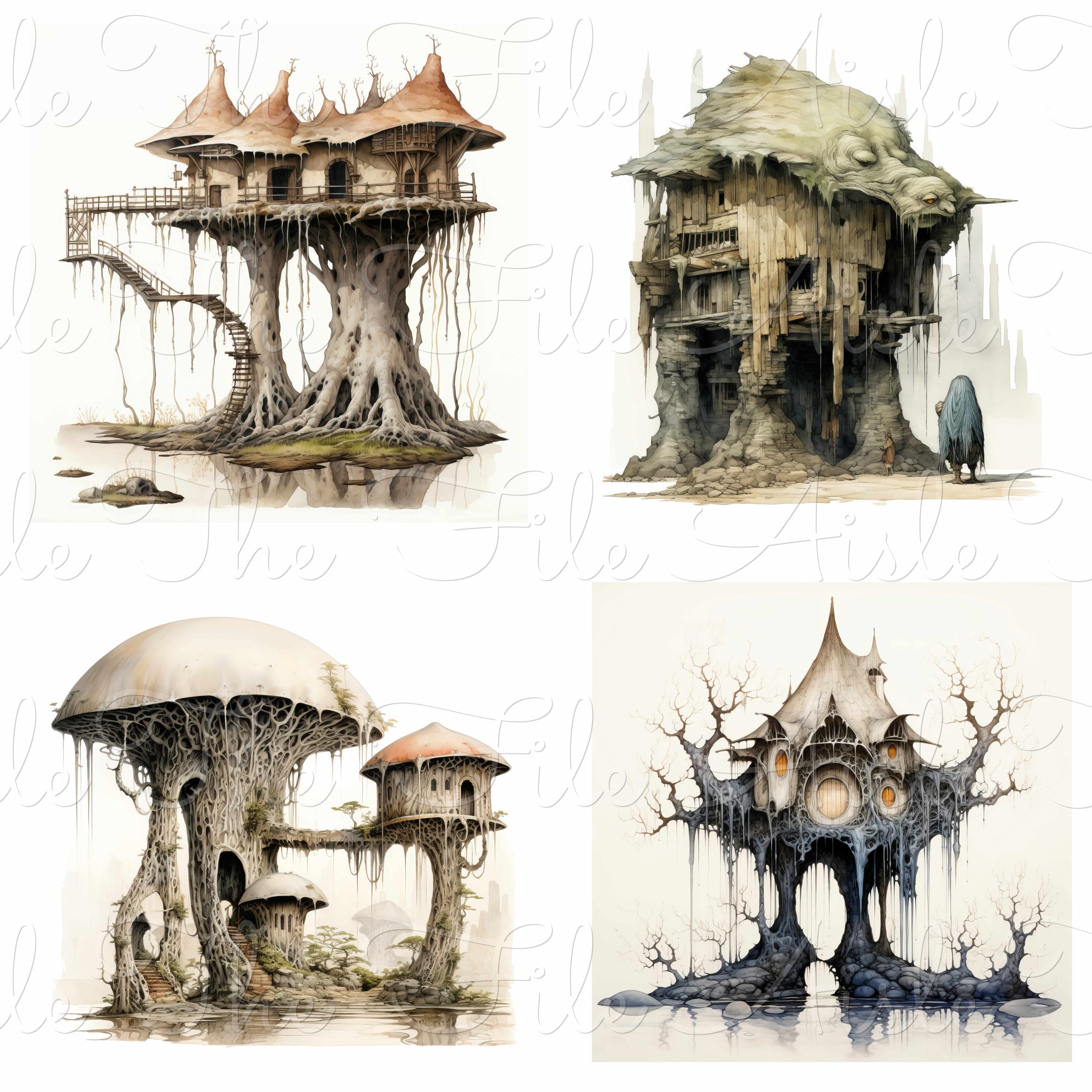 Fairy Houses and Strange Structures Digital Paper Pack - Etsy