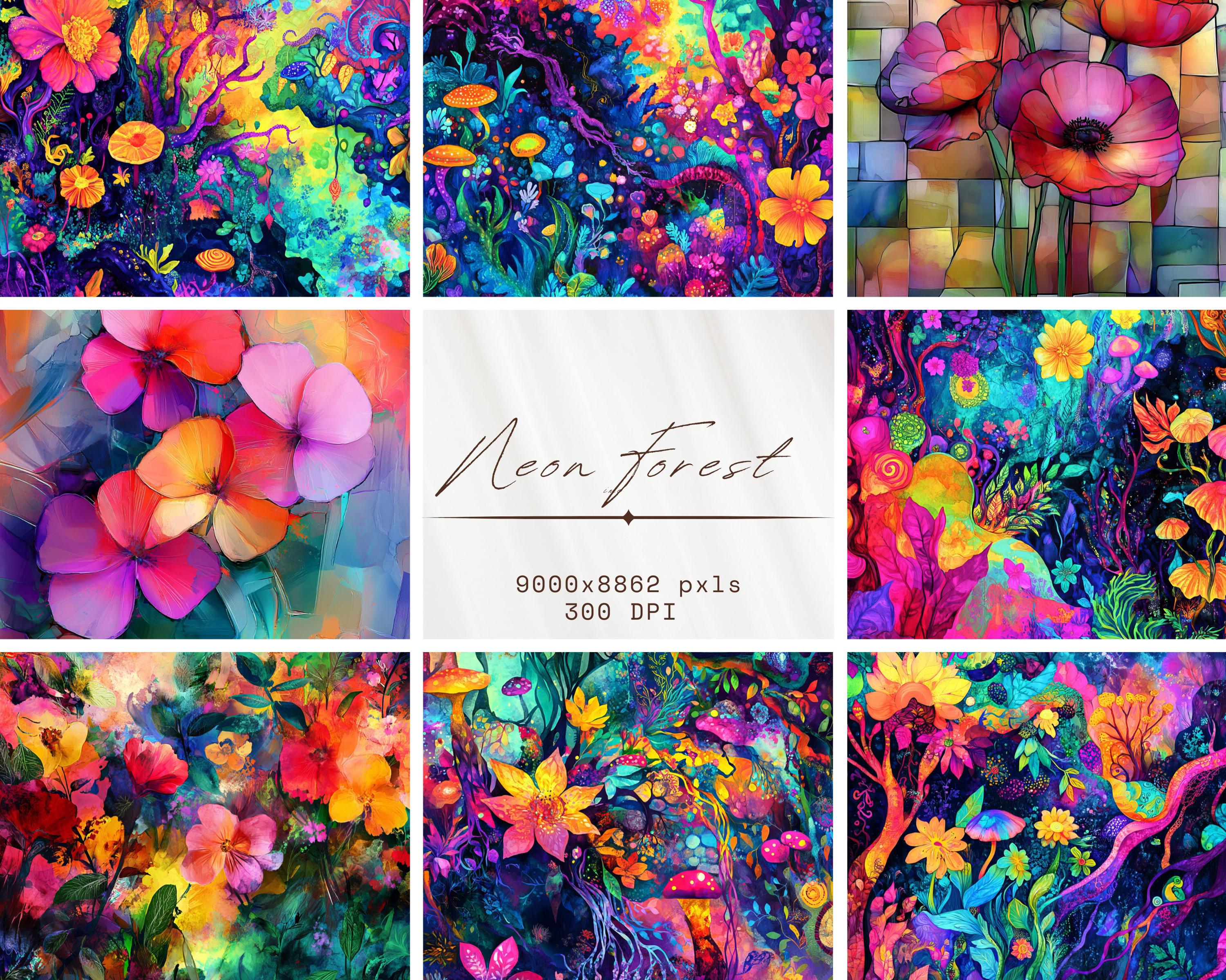Neon Forest Digital Backgrounds - Etsy