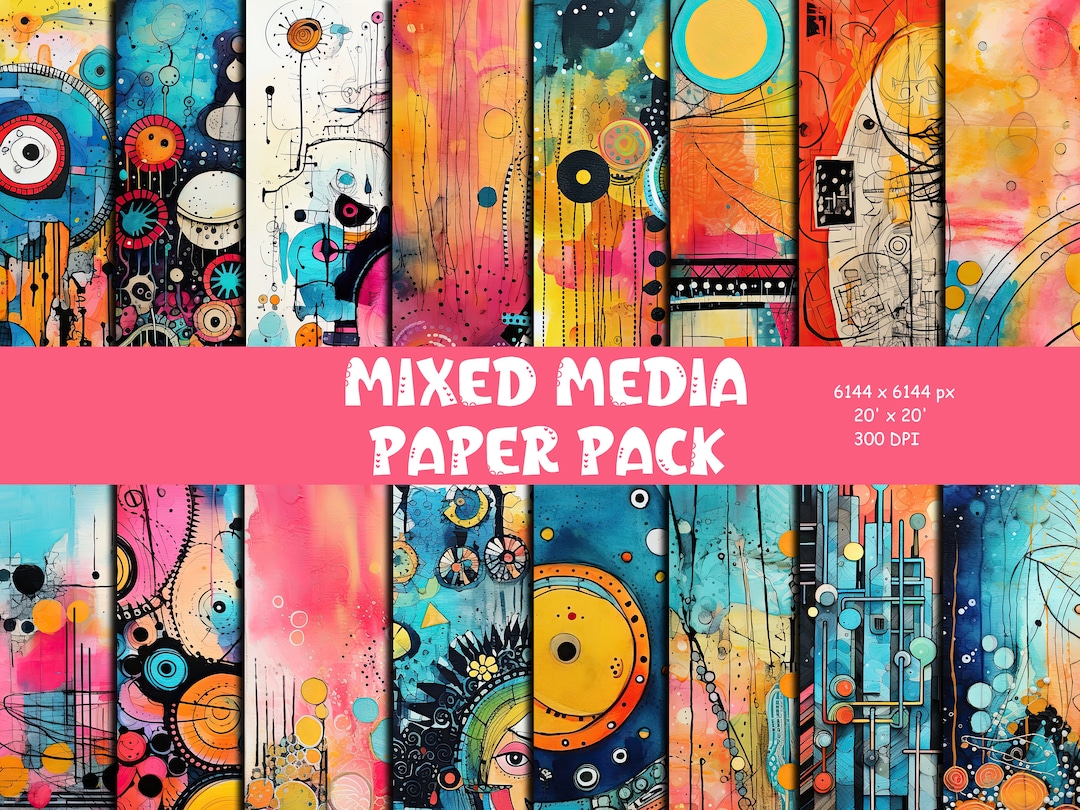 Mixed Media Background Digital Paper Pack - Etsy