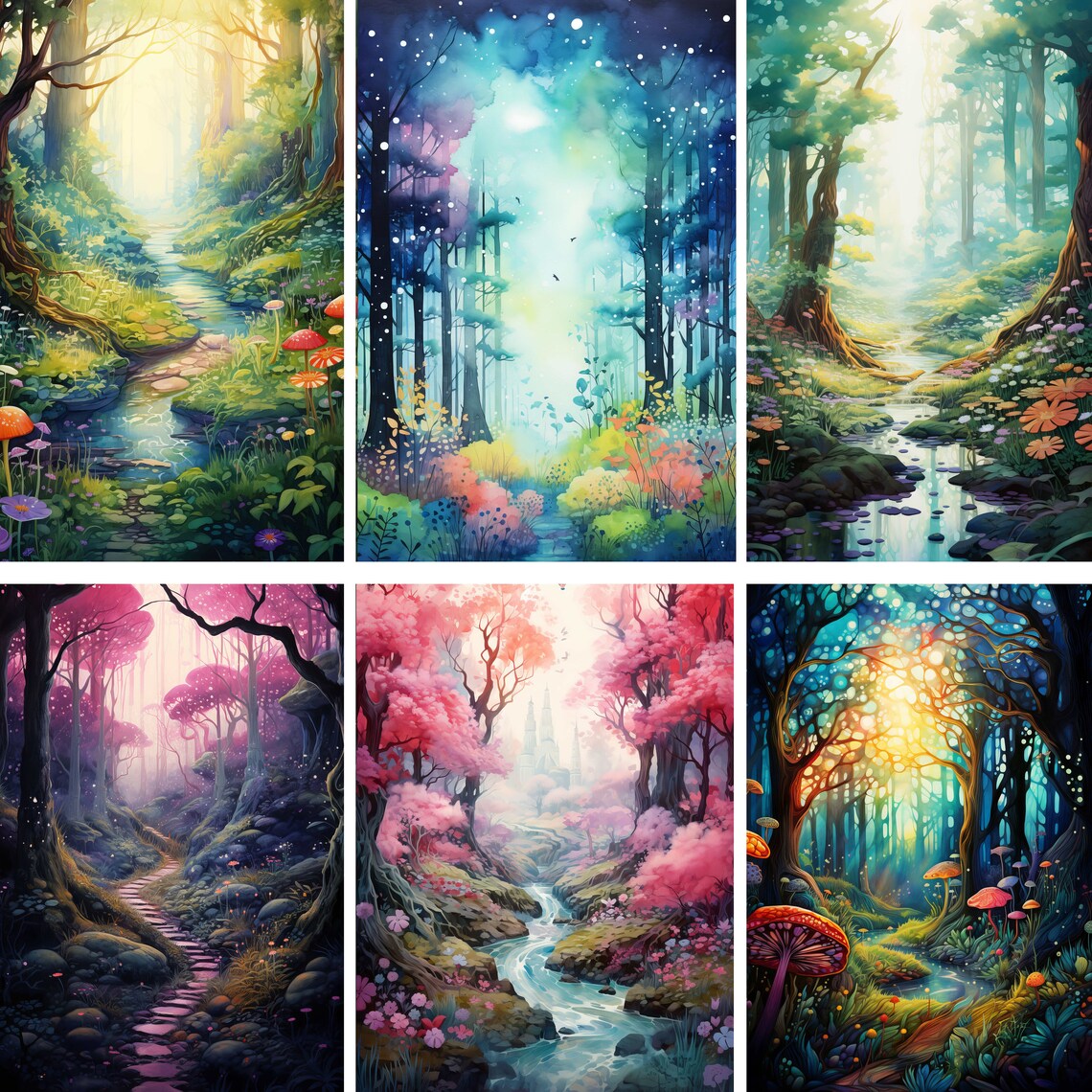 Enchanted Forest Dreamscape Digital Paper Pack - Etsy