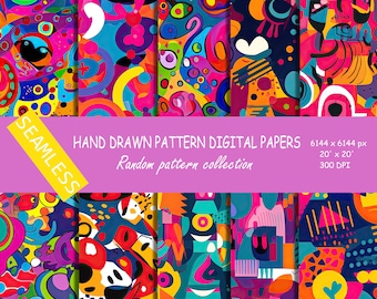 Black White and Green Digital Paper Pack. Patterns - Etsy