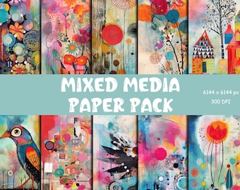 Hand-painted Mixed Media Digital Paper 8 - Etsy