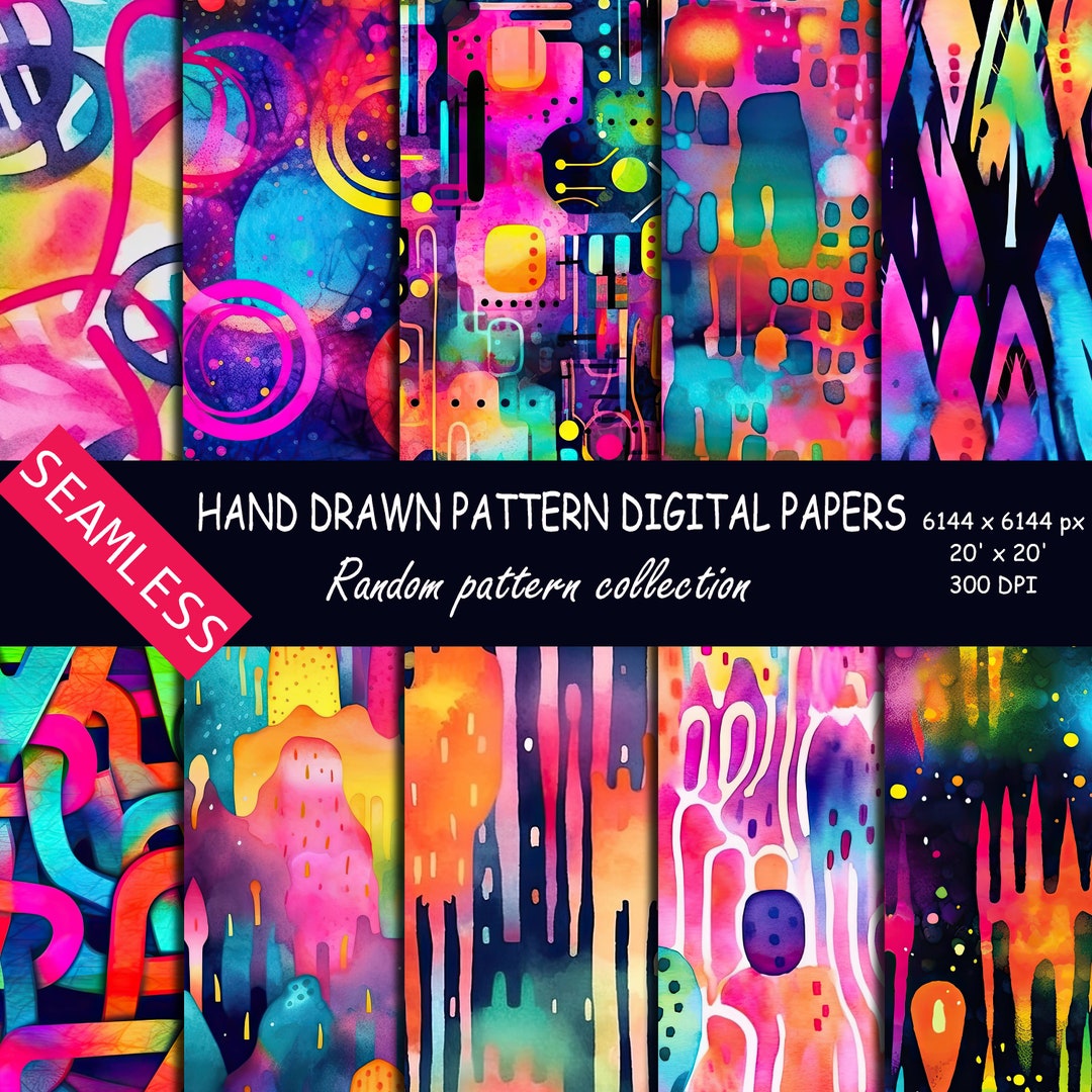 Funky Fusion Digital Paper Pack - Etsy