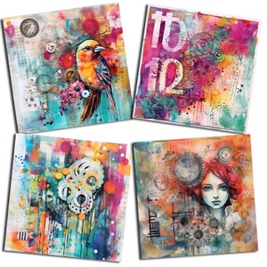 Mixed Media Printable Digital Paper Pack - Etsy