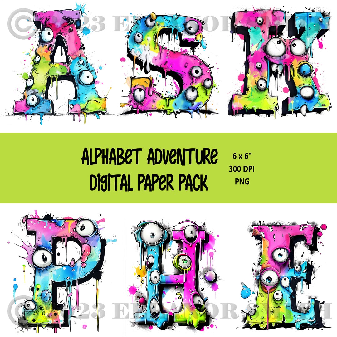 Alphabet Adventure Digital Paper Pack - Etsy
