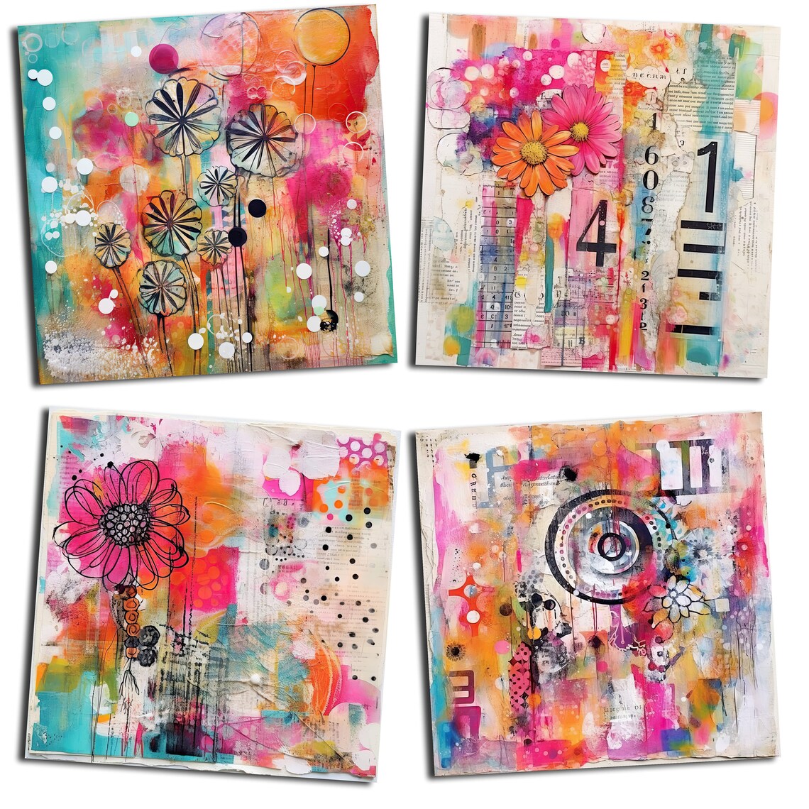 Mixed Media Printable Digital Paper Pack - Etsy