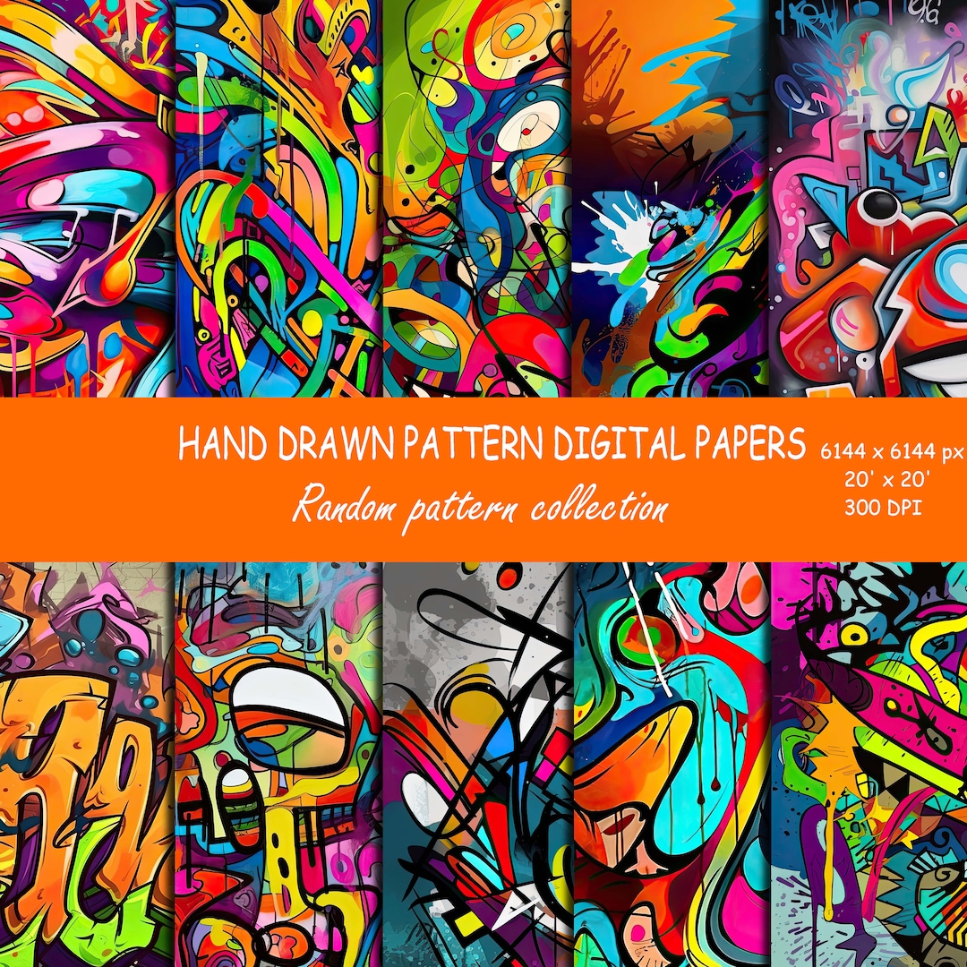 Abstract Graffiti Digital Paper Pack - Etsy