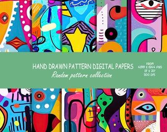 Black White and Green Digital Paper Pack. Patterns - Etsy