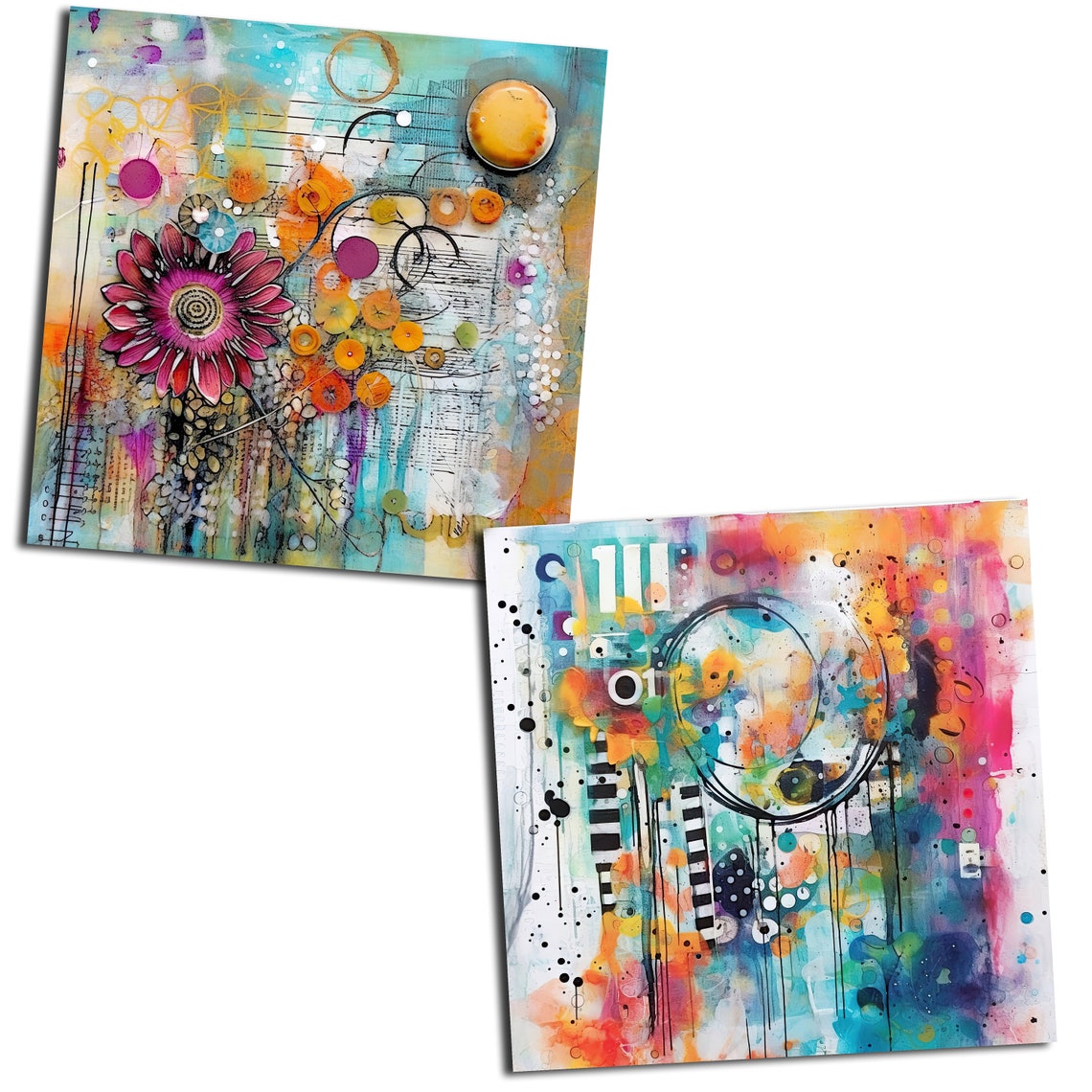 Mixed Media Printable Digital Paper Pack - Etsy